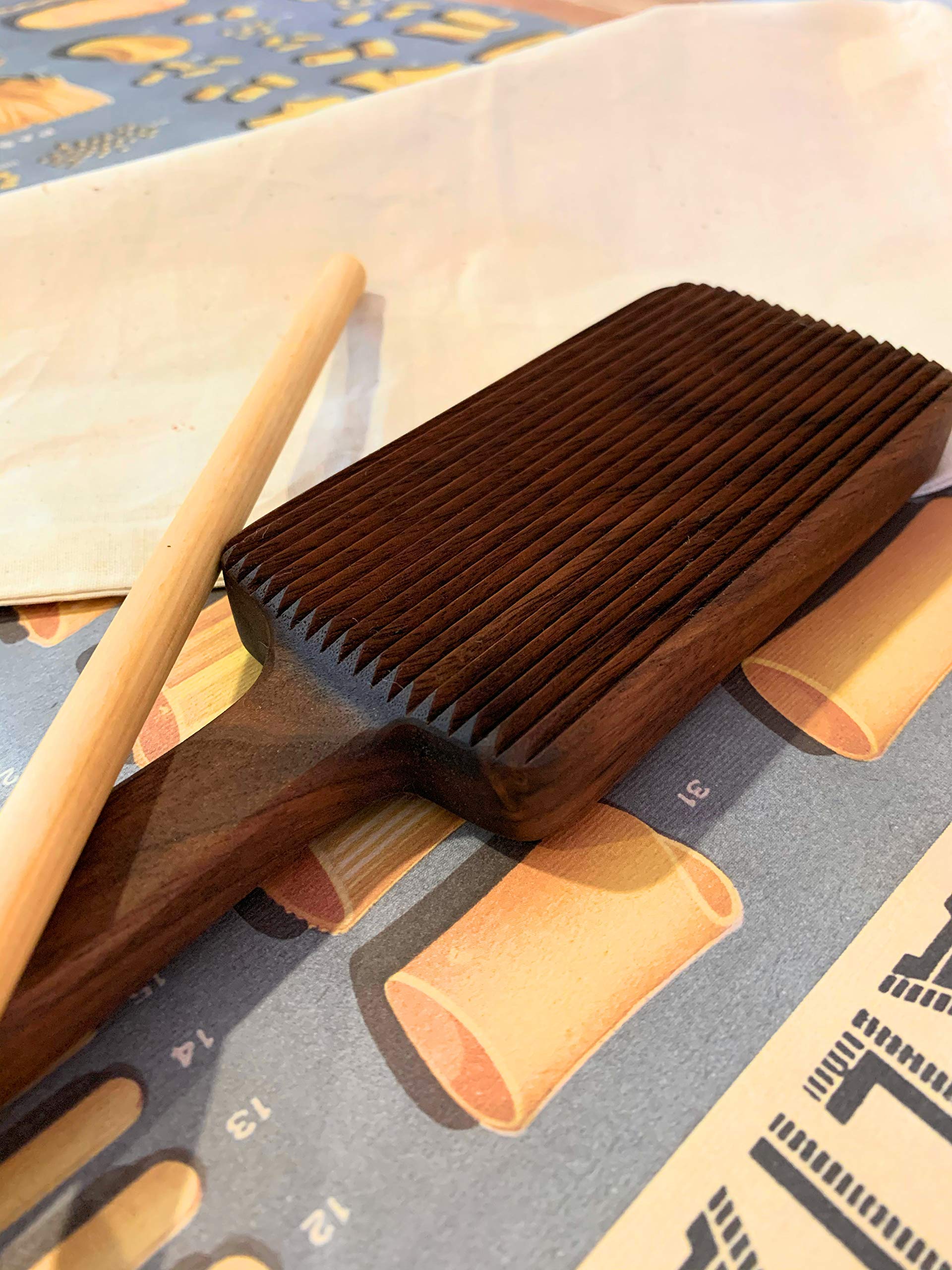 Gnocchi pasta board, garganelli pin, walnut