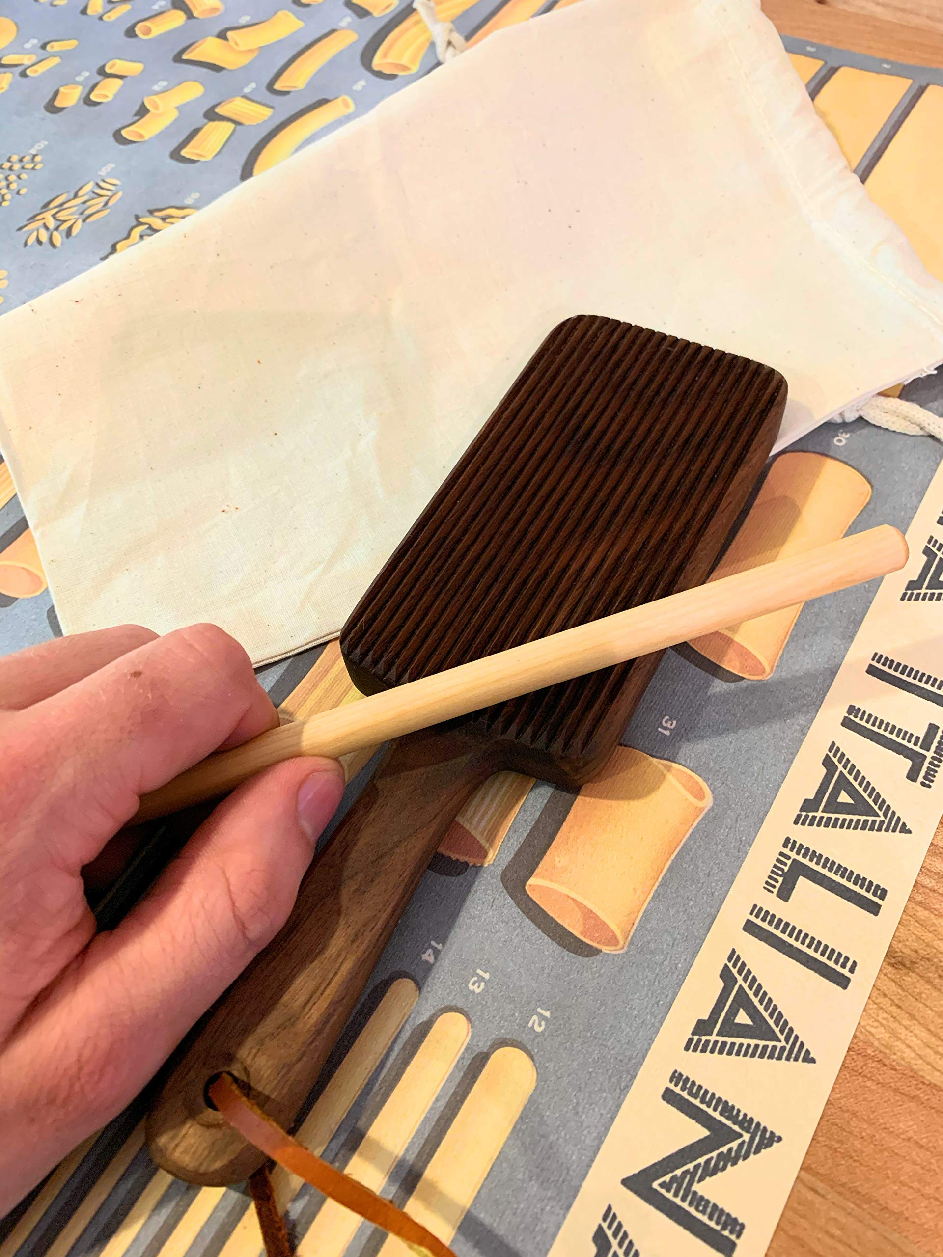 Gnocchi pasta board, garganelli pin, walnut