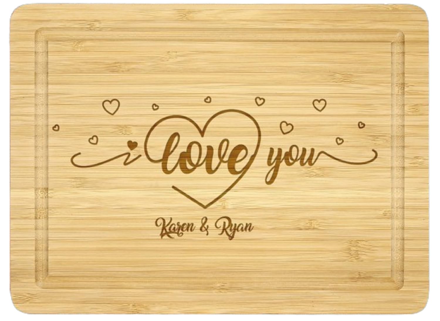 Personalized I Love You Cutting Board, Handmade cutting boards for Wedding, Personalized Bamboo Cutting Board with Name, Engraved Cutting Board, Engagement Gift for Couple, Birthday Cutting Board