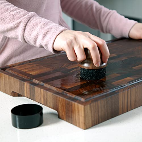 Mevell Walnut Wood Cutting Board (Large 18x12x1.25 End Grain) with Mineral oil (15 oz) and Oil Applicator