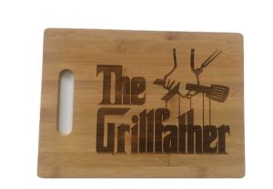 the grillfather grill master bbq barbecue birthday father's day gift dad father grandfather engraved wooden bamboo cutting board italian godfather inspired