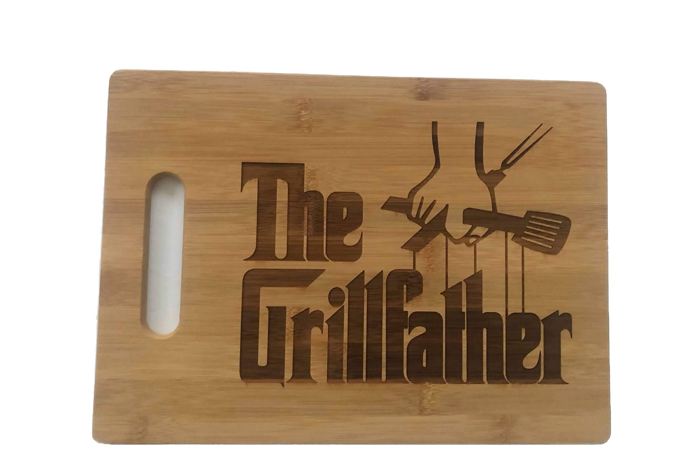 THE GRILLFATHER Grill Master BBQ Barbecue Birthday Father's Day Gift Dad Father Grandfather Engraved Wooden Bamboo Cutting Board Italian Godfather Inspired