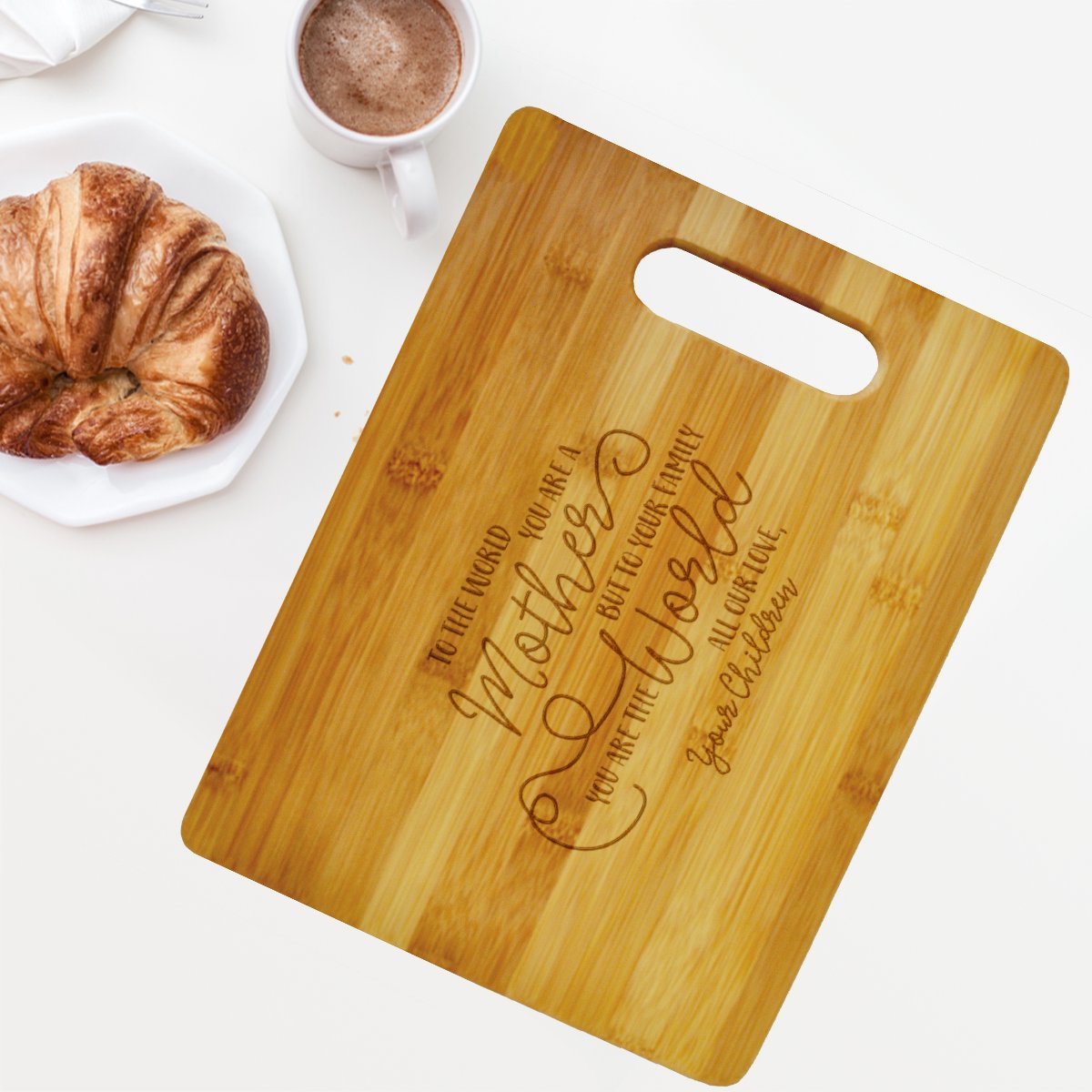 Personalized Mother's Day Cutting Board, A Mother's Love is the Heart of the Family with Custom Names, Engraved Bamboo Cutting Board, 100% Bamboo