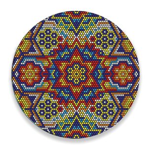 HASTA LA RAIZ | Mexican Handmade Cheese Board covered with resin. Ideal for Charcuterie Platter & Serving Tray. Model: Huichol Star.