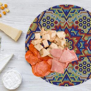 HASTA LA RAIZ | Mexican Handmade Cheese Board covered with resin. Ideal for Charcuterie Platter & Serving Tray. Model: Huichol Star.