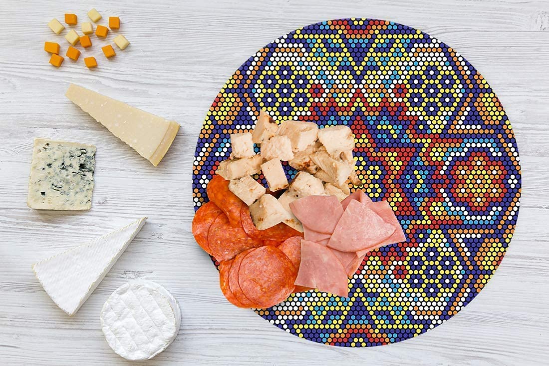 HASTA LA RAIZ | Mexican Handmade Cheese Board covered with resin. Ideal for Charcuterie Platter & Serving Tray. Model: Huichol Star.