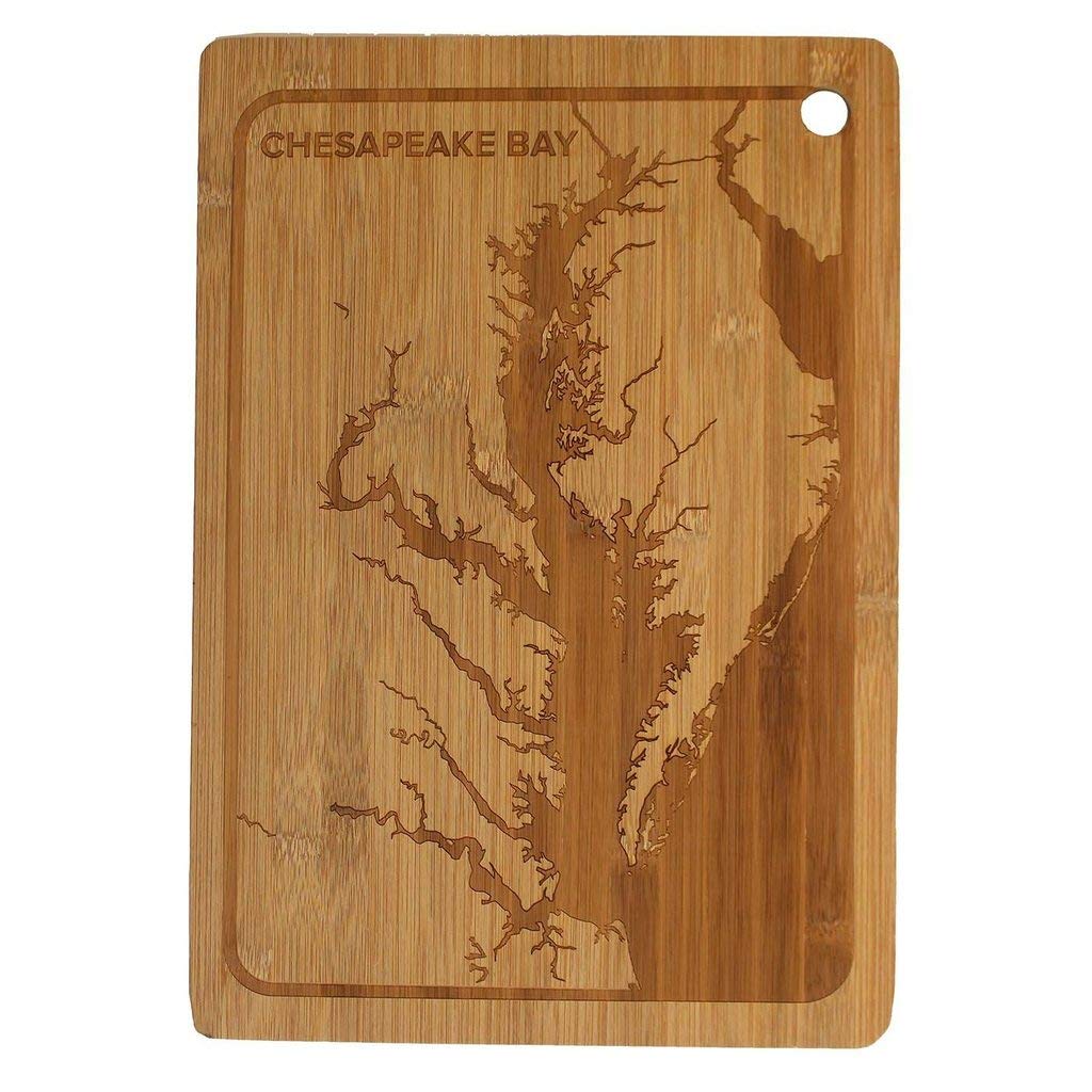 Route One Apparel | Maryland Chesapeake Bay Wooden Cutting Board, Heavy Duty with Juice Groove, Can be Used as Serving Tray, Bamboo Wood, 15.5" X 10.75" X 0.5"