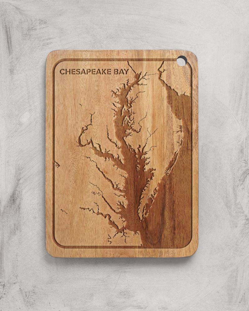 Route One Apparel | Maryland Chesapeake Bay Wooden Cutting Board, Heavy Duty with Juice Groove, Can be Used as Serving Tray, Bamboo Wood, 15.5" X 10.75" X 0.5"