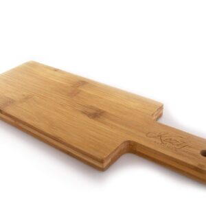 Organic Bamboo Cheese Board- Premium Wooden Cutting Board- Serving Tray- long handle board| reversible design by Kozy Kitchen