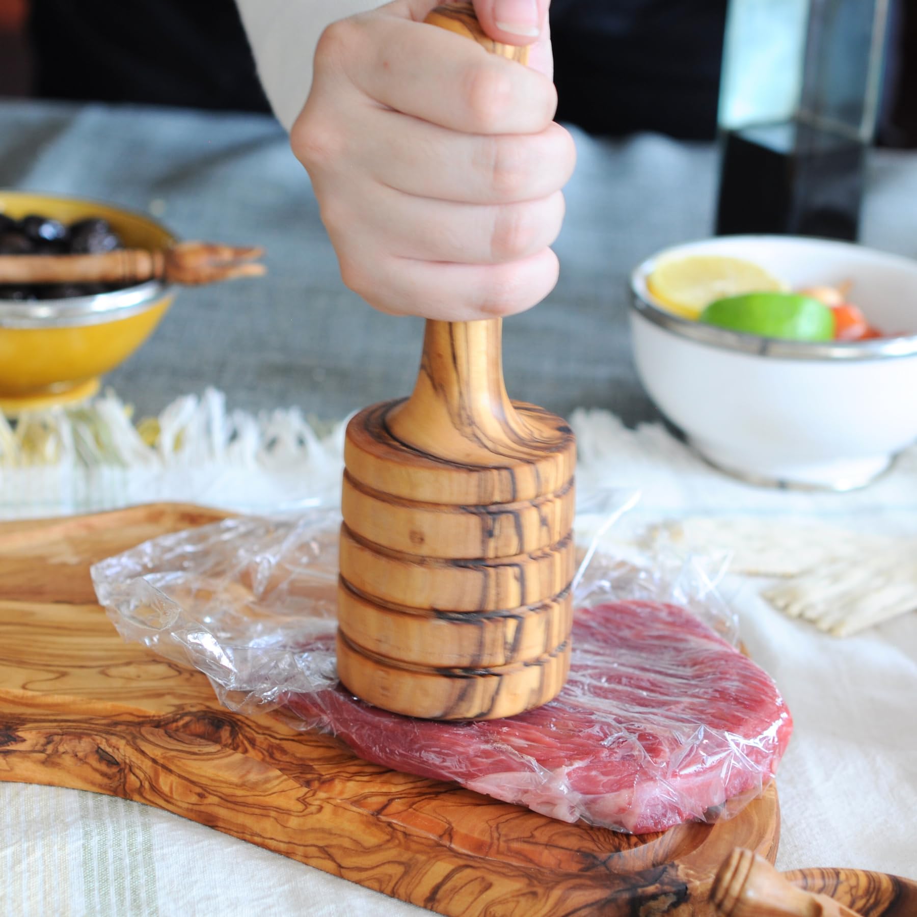 BeldiNest Olive Wood Cutting Board: Versatile Large Cheese Board and, Charcuterie, Steak Board, and Serving Platter with Rustic Handle and Juice Groove 16"