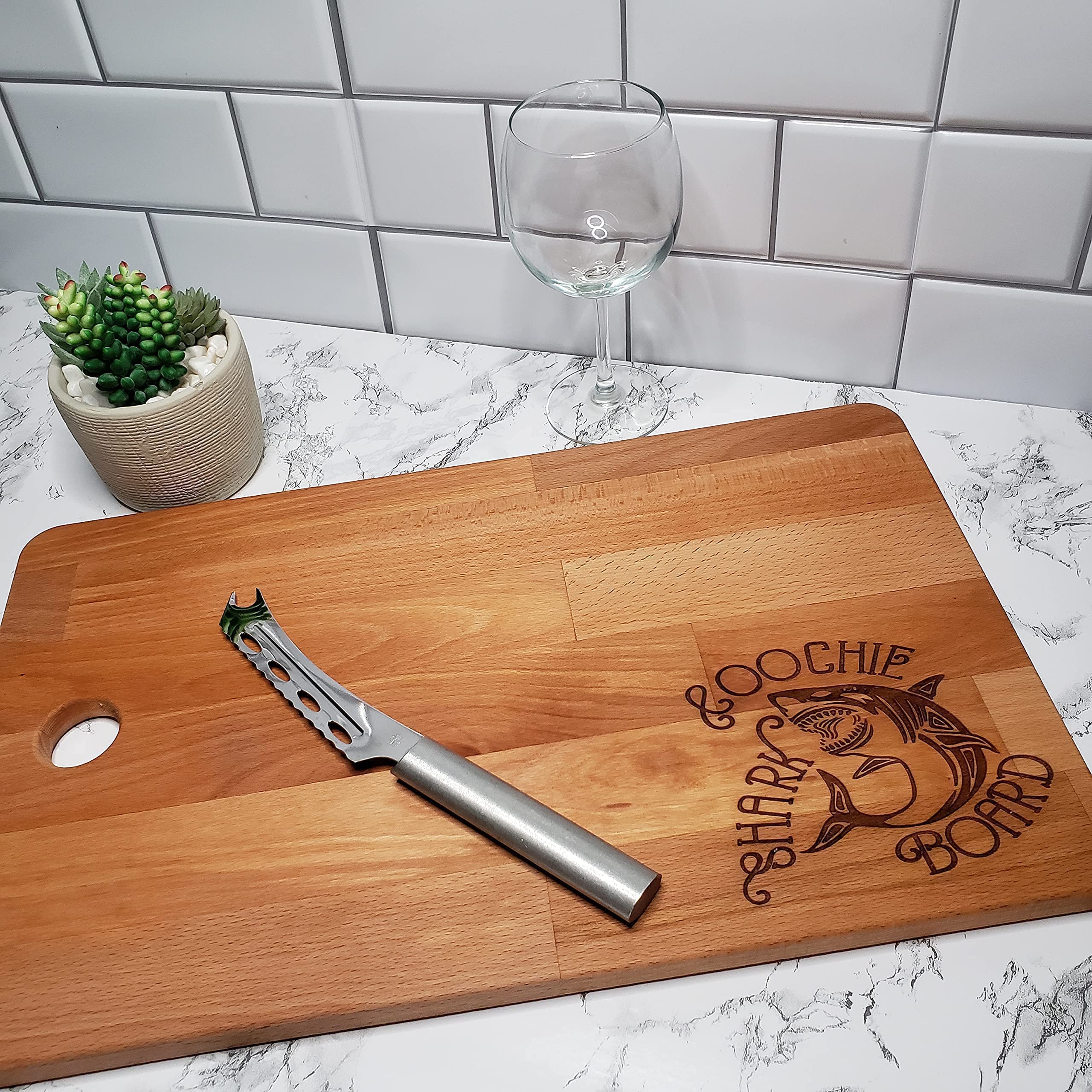 Shark Coochie Board Personalized Beech Engraved Cutting Board