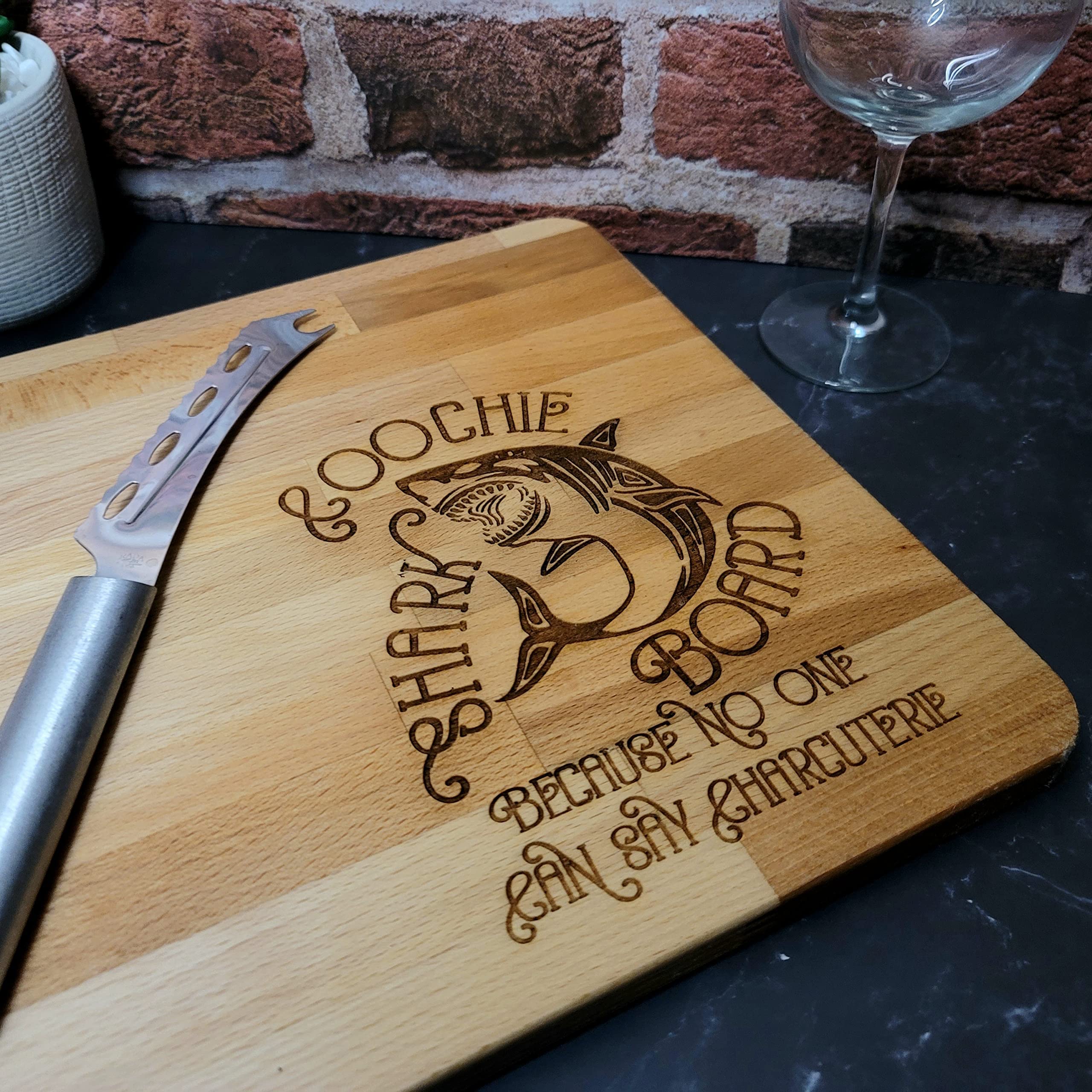 Shark Coochie Board Personalized Beech Engraved Cutting Board