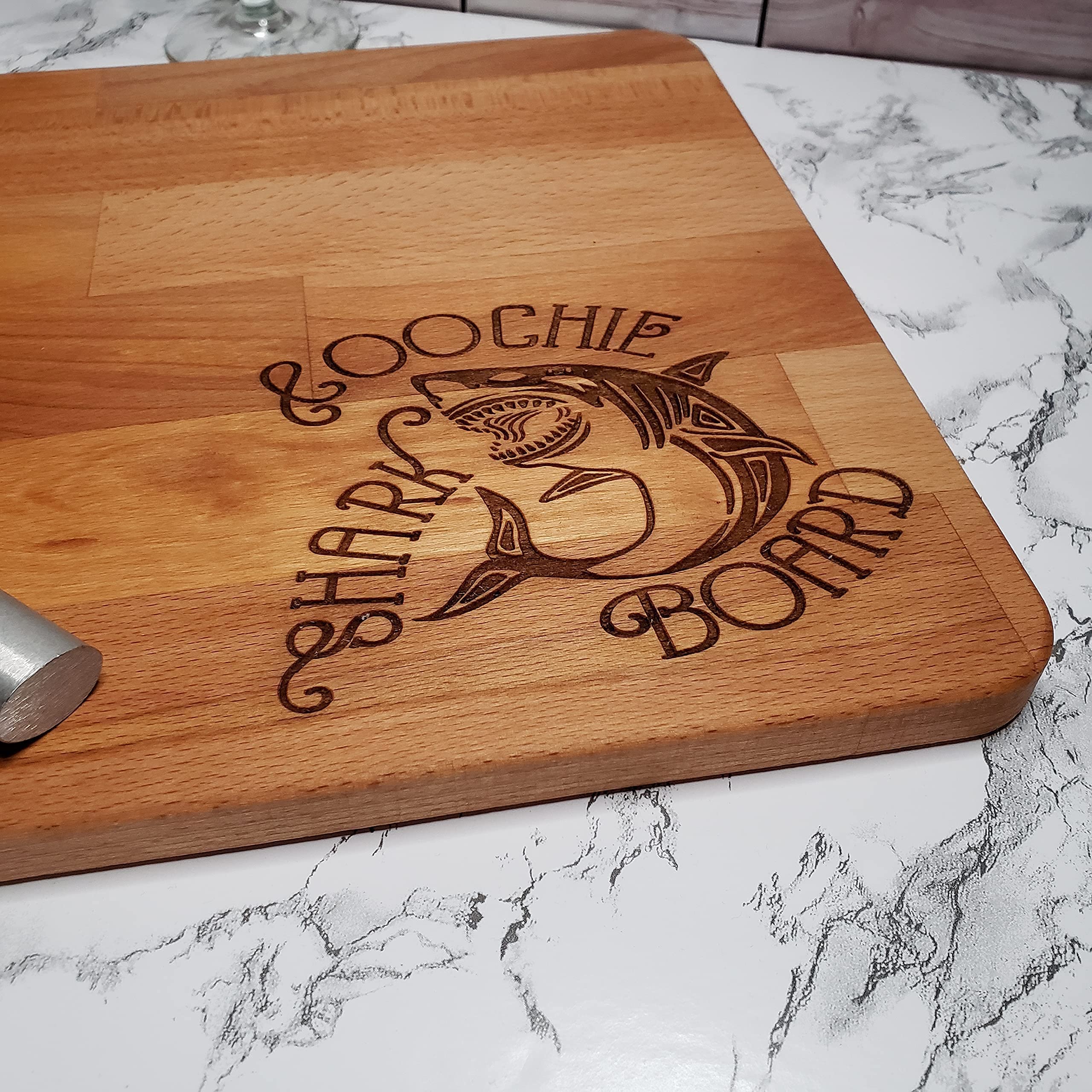 Shark Coochie Board Personalized Beech Engraved Cutting Board