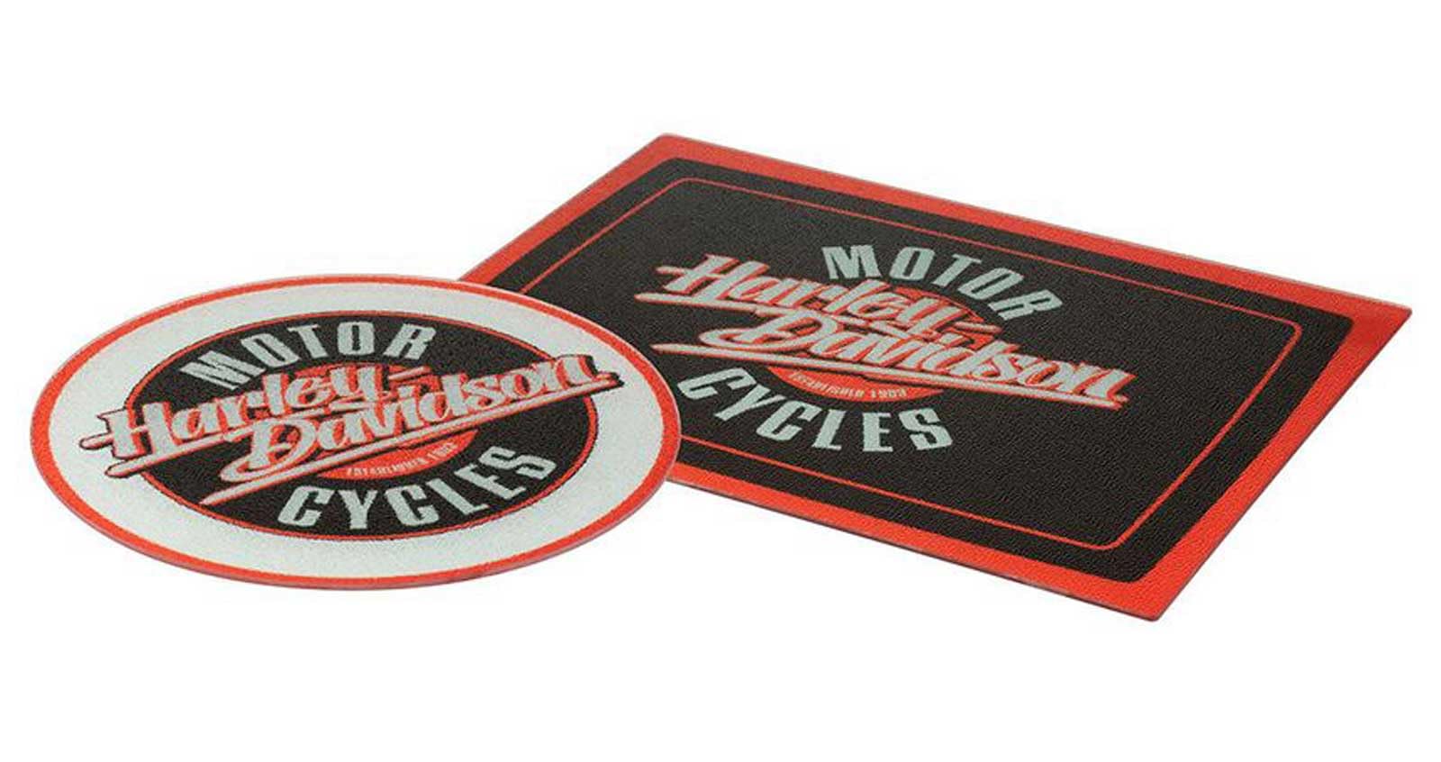 Harley-Davidson Motorcycles Cutting Board Set, Tempered Glass, Set of Two