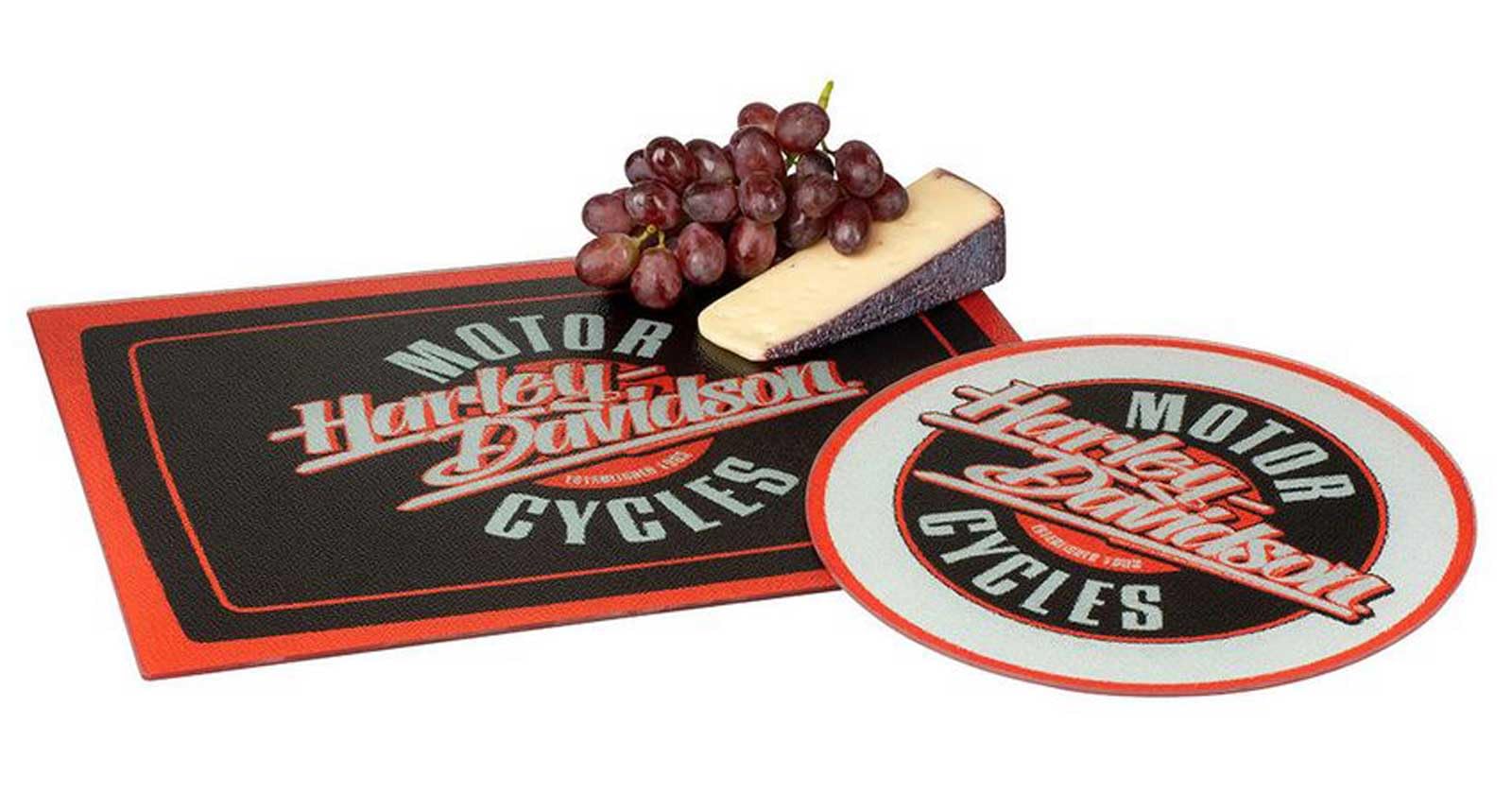 Harley-Davidson Motorcycles Cutting Board Set, Tempered Glass, Set of Two