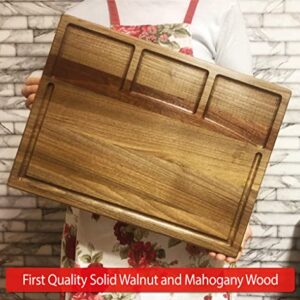 Bilikolik Large Walnut Wood Cutting Board for Kitchen (16x12x1.15) - Reversible Serving Tray - Walnut Cutting Board - Butcher Block - Meat, Vegetables, Fruits, Cheese