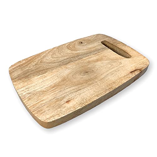 Hashcart® Small Wood Cutting Board with Handle - Decorative Kitchen Chopping Board for Cheese, Bread, Vegetables & Fruits, Butcher Block for Meat