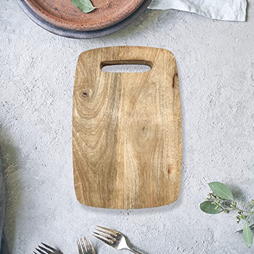 Hashcart® Small Wood Cutting Board with Handle - Decorative Kitchen Chopping Board for Cheese, Bread, Vegetables & Fruits, Butcher Block for Meat