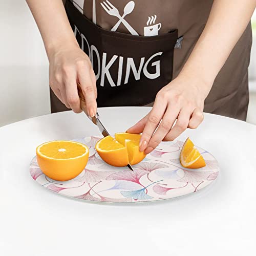 Ginkgo Biloba Leaves Glass Cutting Board Round Kitchen Decorative Chopping Blocks Mats Food Tray for Men Women