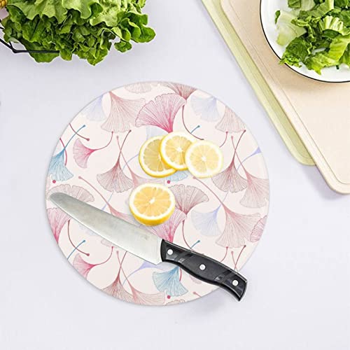 Ginkgo Biloba Leaves Glass Cutting Board Round Kitchen Decorative Chopping Blocks Mats Food Tray for Men Women