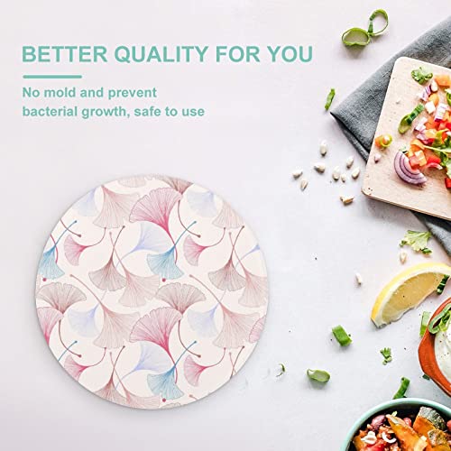 Ginkgo Biloba Leaves Glass Cutting Board Round Kitchen Decorative Chopping Blocks Mats Food Tray for Men Women