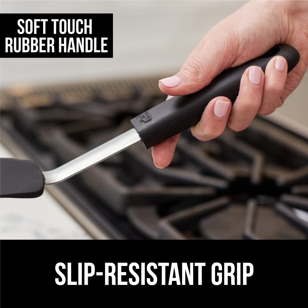 Gorilla Grip Cutting Boards Set of 3 and Silicone Spatula, Cutting Boards are Slip Resistant, Spatula is 11.6 Inch and Heat Resistant, Both in Black Color, 2 Item Bundle