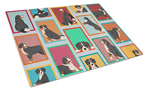 Caroline's Treasures MLM1087LCB Lots of Bernese Mountain Dog Glass Cutting Board Large Decorative Tempered Glass Kitchen Cutting and Serving Board Large Size Chopping Board