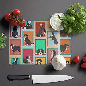 Caroline's Treasures MLM1087LCB Lots of Bernese Mountain Dog Glass Cutting Board Large Decorative Tempered Glass Kitchen Cutting and Serving Board Large Size Chopping Board