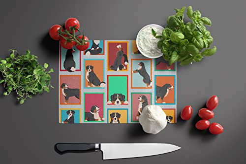 Caroline's Treasures MLM1087LCB Lots of Bernese Mountain Dog Glass Cutting Board Large Decorative Tempered Glass Kitchen Cutting and Serving Board Large Size Chopping Board