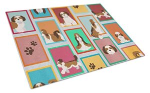 caroline's treasures mlm1117lcb lots of shih tzu glass cutting board large decorative tempered glass kitchen cutting and serving board large size chopping board