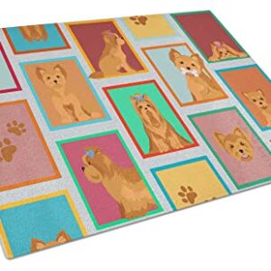 Caroline's Treasures MLM1148LCB Lots of Red Yorkie Glass Cutting Board Large Decorative Tempered Glass Kitchen Cutting and Serving Board Large Size Chopping Board