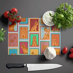 Caroline's Treasures MLM1148LCB Lots of Red Yorkie Glass Cutting Board Large Decorative Tempered Glass Kitchen Cutting and Serving Board Large Size Chopping Board