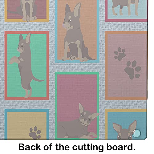 Caroline's Treasures MLM1154LCB Lots of Chocolate Chihuahua Glass Cutting Board Large Decorative Tempered Glass Kitchen Cutting and Serving Board Large Size Chopping Board