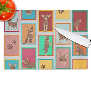 Caroline's Treasures MLM1154LCB Lots of Chocolate Chihuahua Glass Cutting Board Large Decorative Tempered Glass Kitchen Cutting and Serving Board Large Size Chopping Board