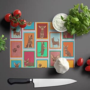 Caroline's Treasures MLM1154LCB Lots of Chocolate Chihuahua Glass Cutting Board Large Decorative Tempered Glass Kitchen Cutting and Serving Board Large Size Chopping Board