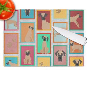 Caroline's Treasures MLM1157LCB Lots of Fawn Great Dane Glass Cutting Board Large Decorative Tempered Glass Kitchen Cutting and Serving Board Large Size Chopping Board