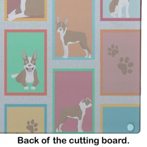 Caroline's Treasures MLM1131LCB Lots of Red Boston Terrier Glass Cutting Board Large Decorative Tempered Glass Kitchen Cutting and Serving Board Large Size Chopping Board