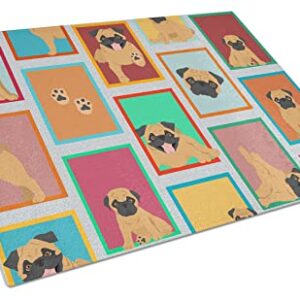 Caroline's Treasures MLM1143LCB Lots of Apricot Pug Glass Cutting Board Large Decorative Tempered Glass Kitchen Cutting and Serving Board Large Size Chopping Board