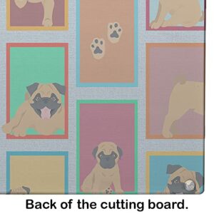 Caroline's Treasures MLM1143LCB Lots of Apricot Pug Glass Cutting Board Large Decorative Tempered Glass Kitchen Cutting and Serving Board Large Size Chopping Board