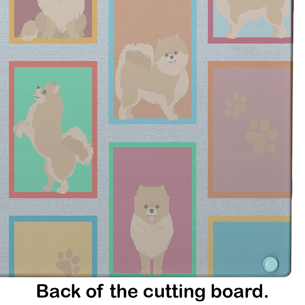 Caroline's Treasures MLM1169LCB Lots of Orange Pomeranian Glass Cutting Board Large Decorative Tempered Glass Kitchen Cutting and Serving Board Large Size Chopping Board