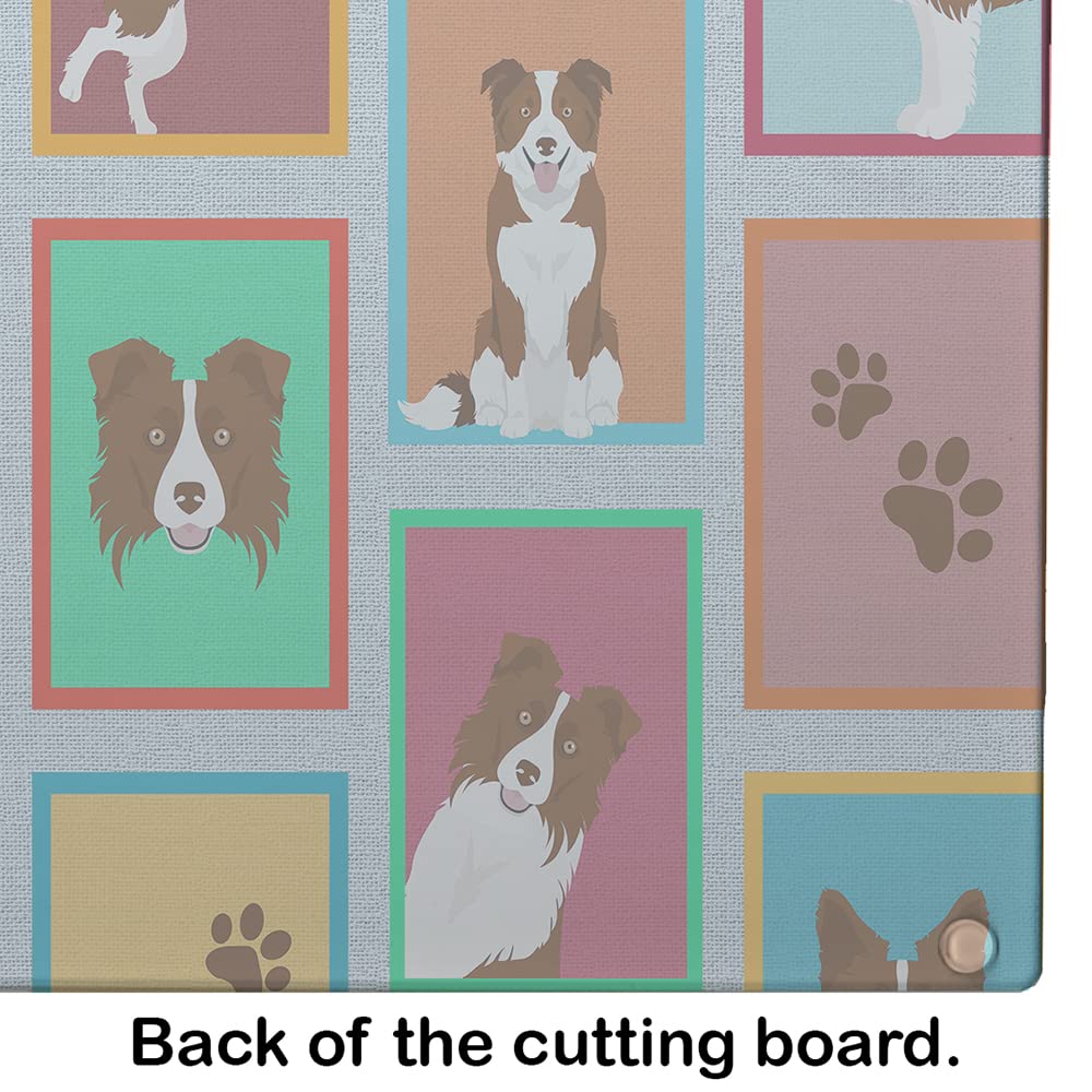 Caroline's Treasures MLM1149LCB Lots of Red Border Collie Glass Cutting Board Large Decorative Tempered Glass Kitchen Cutting and Serving Board Large Size Chopping Board