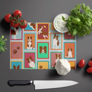 Caroline's Treasures MLM1149LCB Lots of Red Border Collie Glass Cutting Board Large Decorative Tempered Glass Kitchen Cutting and Serving Board Large Size Chopping Board