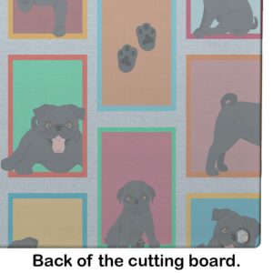 Caroline's Treasures MLM1091LCB Lots of Black Pug Glass Cutting Board Large Decorative Tempered Glass Kitchen Cutting and Serving Board Large Size Chopping Board