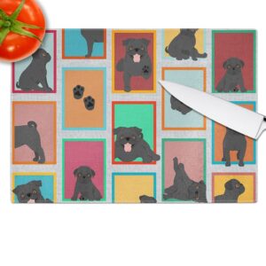 Caroline's Treasures MLM1091LCB Lots of Black Pug Glass Cutting Board Large Decorative Tempered Glass Kitchen Cutting and Serving Board Large Size Chopping Board