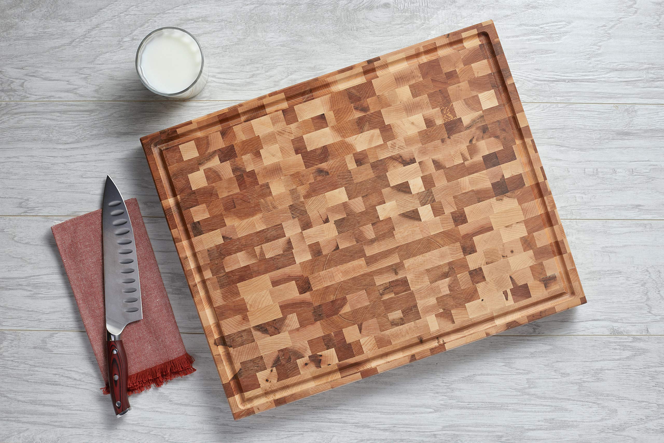 Labell Wood Cutting Boards - Large Canadian Maple Butchers Chopping Block with Juice Groove for Meats, Vegetables, Fruits, and Cheeses - Perfect for Carving, Serving, & Charcuterie (16" x 20" x 1.5")