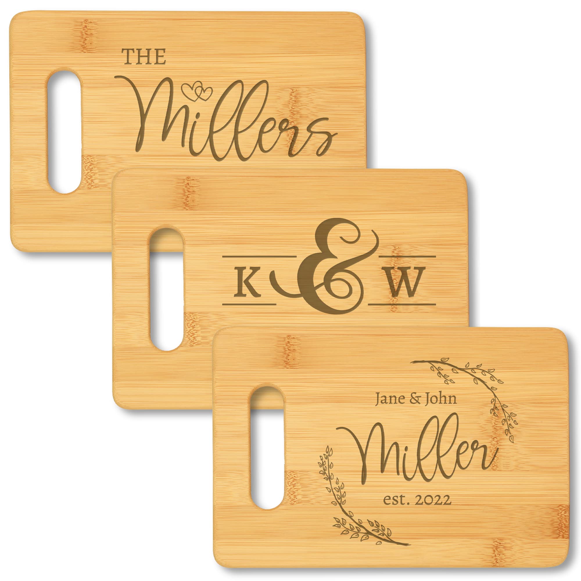 Personalized Wedding Gifts for Couples - Personalized Cutting Board - Custom Bamboo Cutting Board - Engraved Cutting Board - Customizable Housewarming Gifts - 3 Sizes and Designs To Choose From