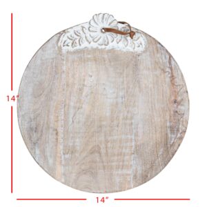 Foreside Home & Garden Large Round White Wood Cutting Board