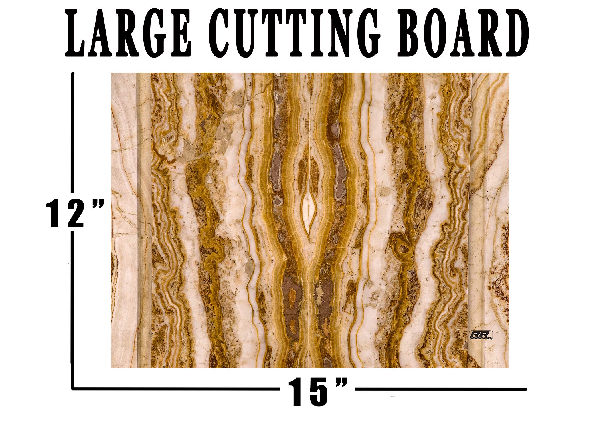 Brown Agate Layers Rock Stone Pattern Textured Marble Art Kitchen Glass Cutting Board Modern Decorative Gift Abstract Wavy Contrast Design