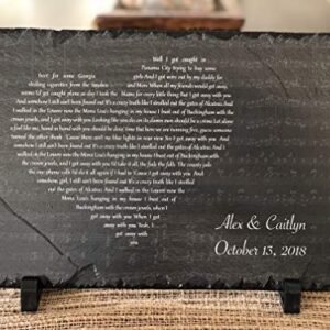 Sassy Squirrel Ink Handcrafted and Personalized Wedding Gift Slate Plaque - Custom Wedding Anniversary Present with Song Title Lyrics Artist - Wedding Vows Ideal for Him Her Couples Husband Wife Girlfriend Boyfriend Valentines Gift Present (16"x10")