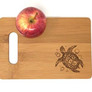 All Things Sea Turtles Single Tone Bamboo Bar Cutting Board w/handle, Sea Turtle, 6 x 9 (Small)